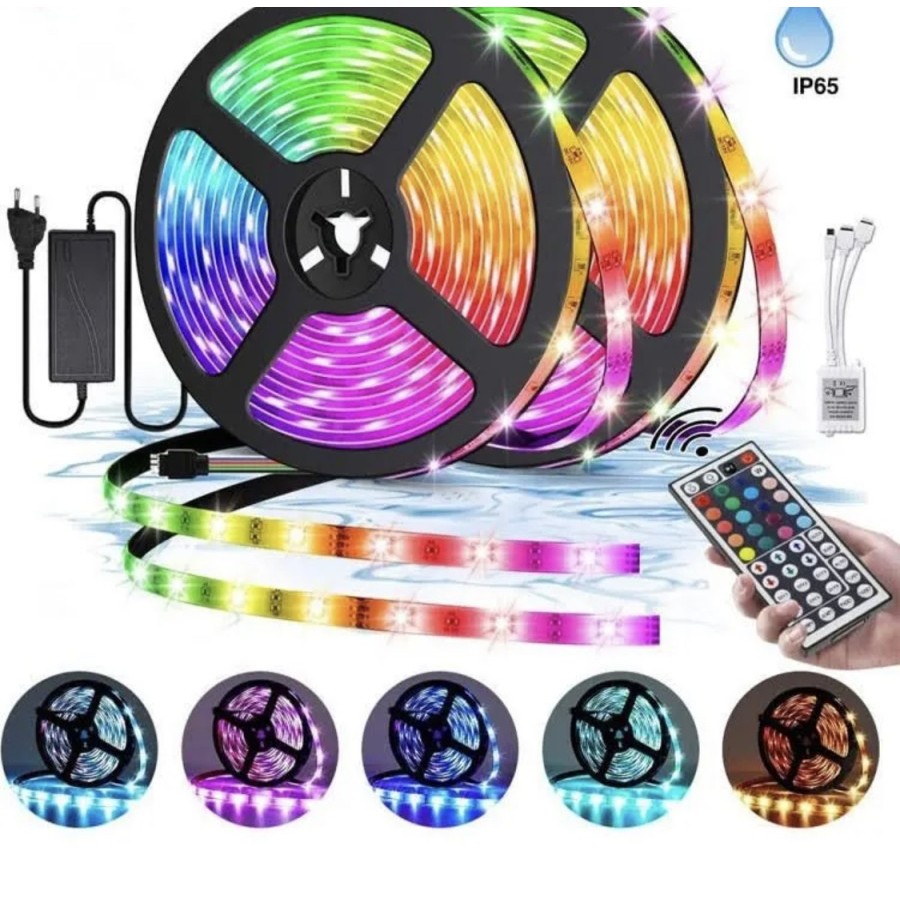 Jual PAKET LAMPU LED STRIP 5050 RGB 10M IP44 RGB REMOTE LAMPU HIAS ...