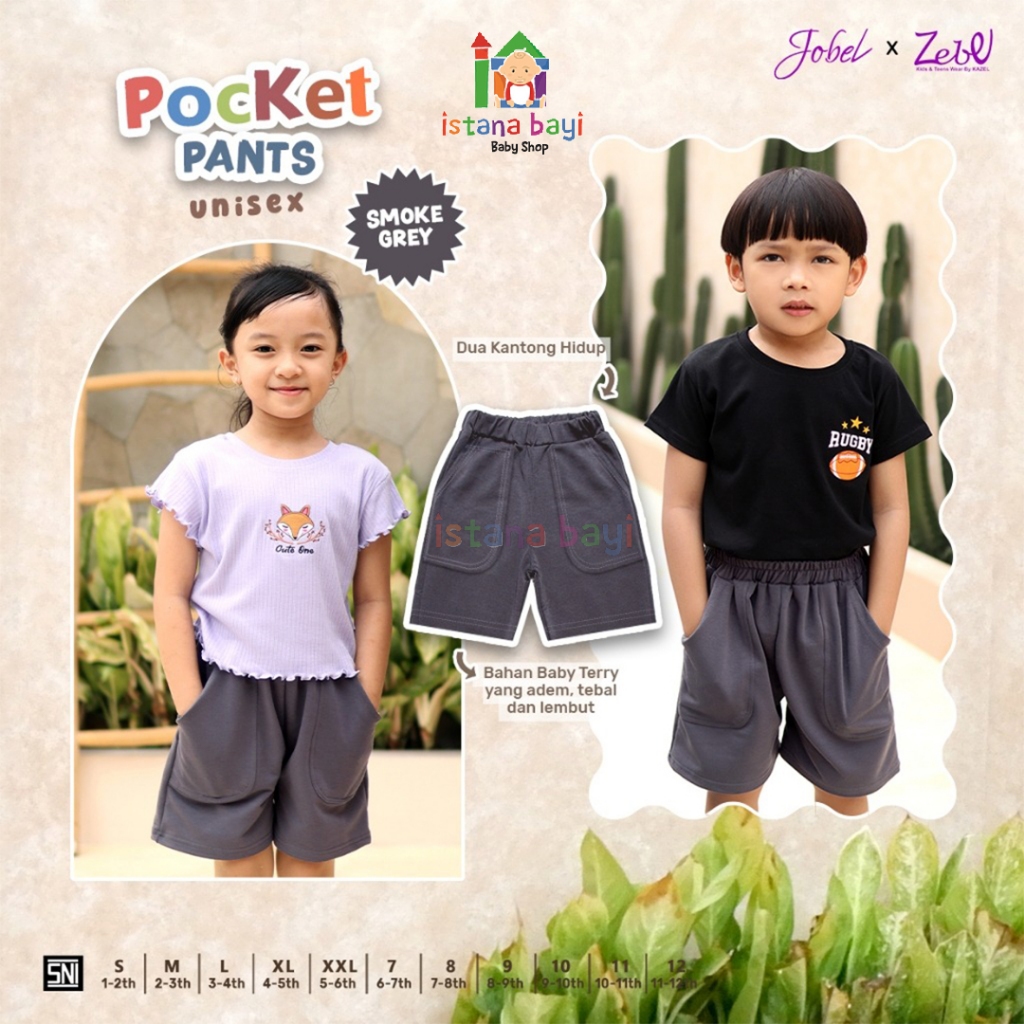 Jual KAZEL Jobel Pocket Pants Celana Pendek Anak Unisex (1Pcs) 1-12Thn ...