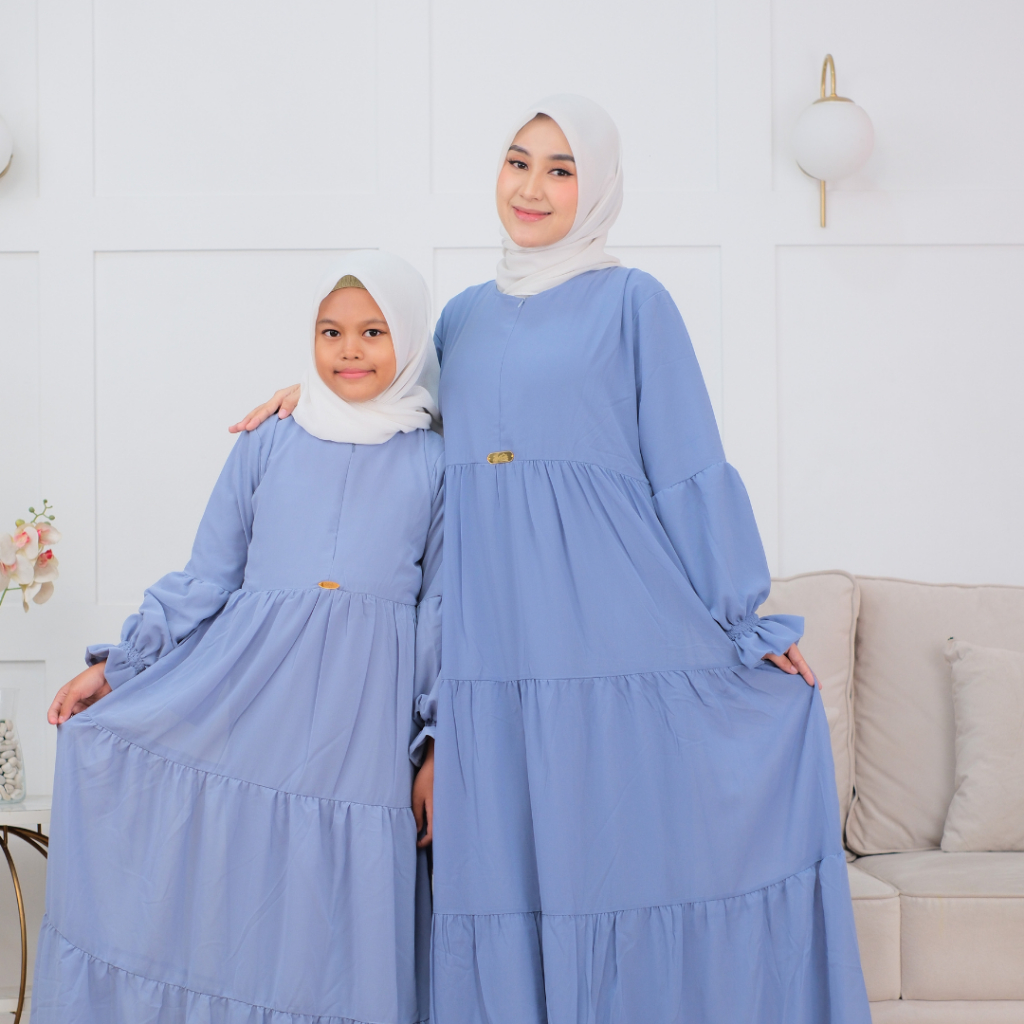 Jual Gamis Couple Ibu Anak Perempuan Moms And Kids Aishwa Bahan Ceruty ...