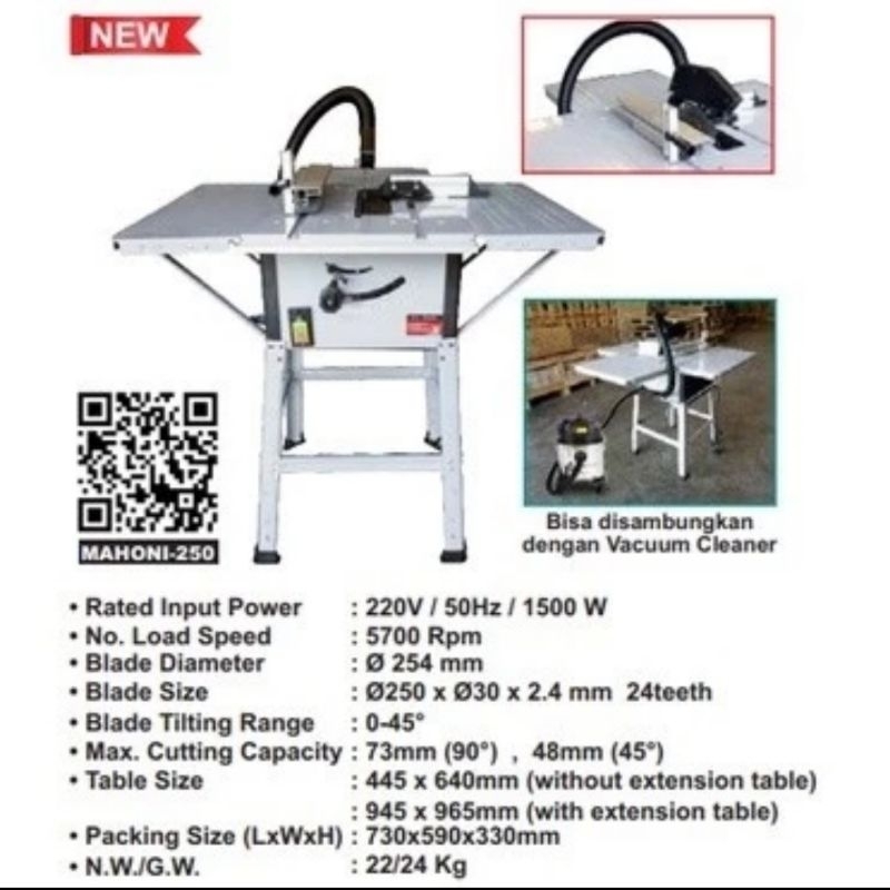 Jual Mesin Gergaji Kayu Meja 10 Inch Wipro Mahoni 250 Table Saw 10 Inch ...