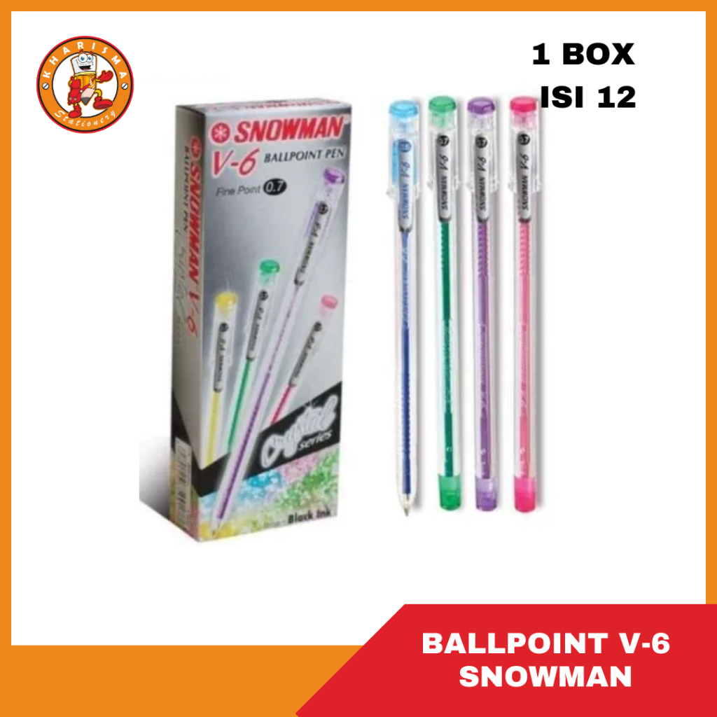 Jual BALLPOINT / BOLPEN / PULPEN V-6 SNOWMAN HITAM ( 1 PACK ) | Shopee ...