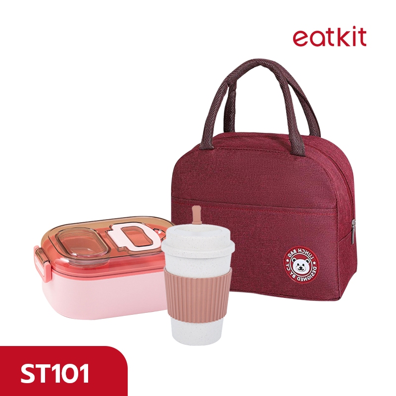Jual Eatkit 850ml Kotak Bekal Set Lunch Box Set 3in1 Kotak Makan Set Microwave Gratis Alat Makan ...