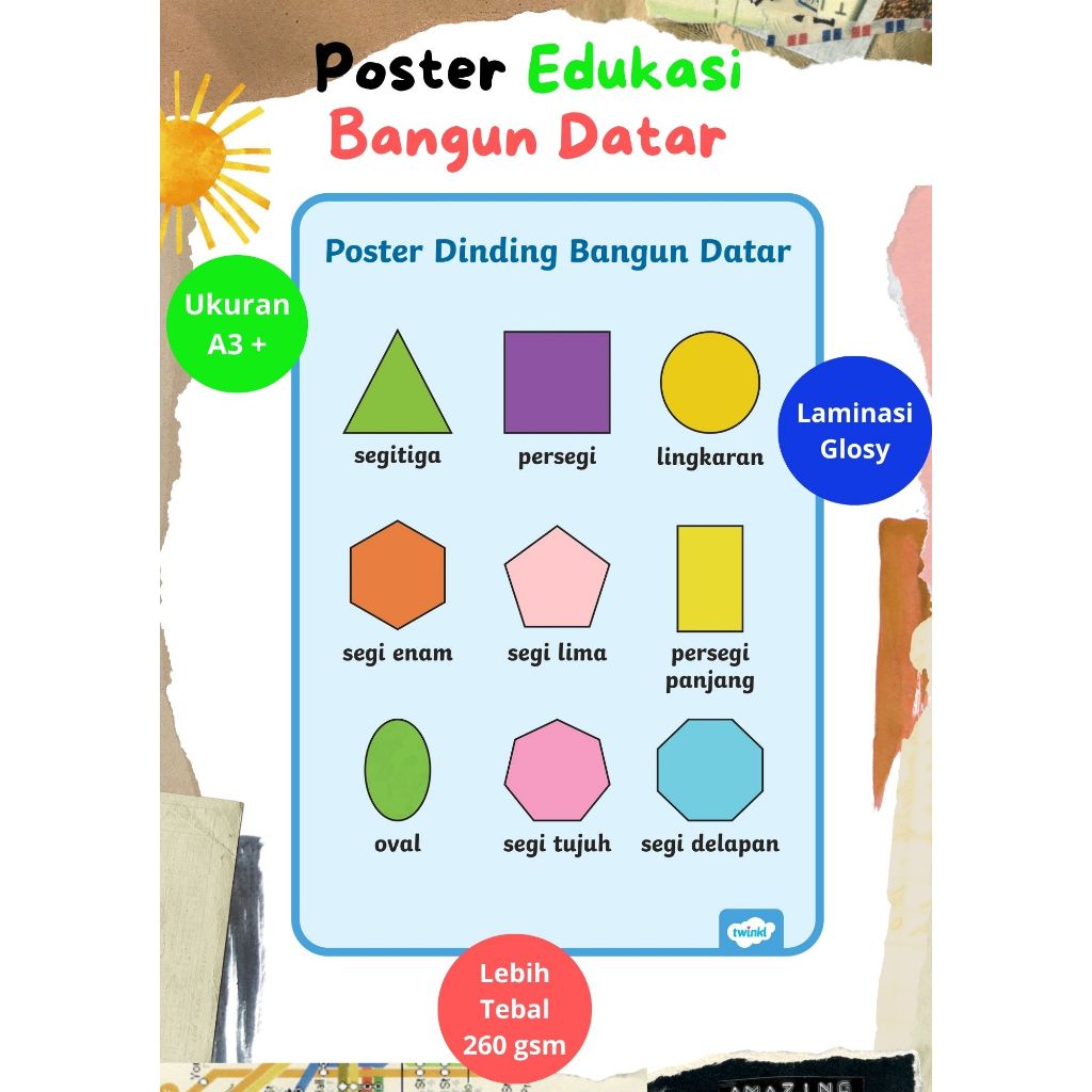 Jual Poster Edukasi Anak Bangun Datar | Shopee Indonesia