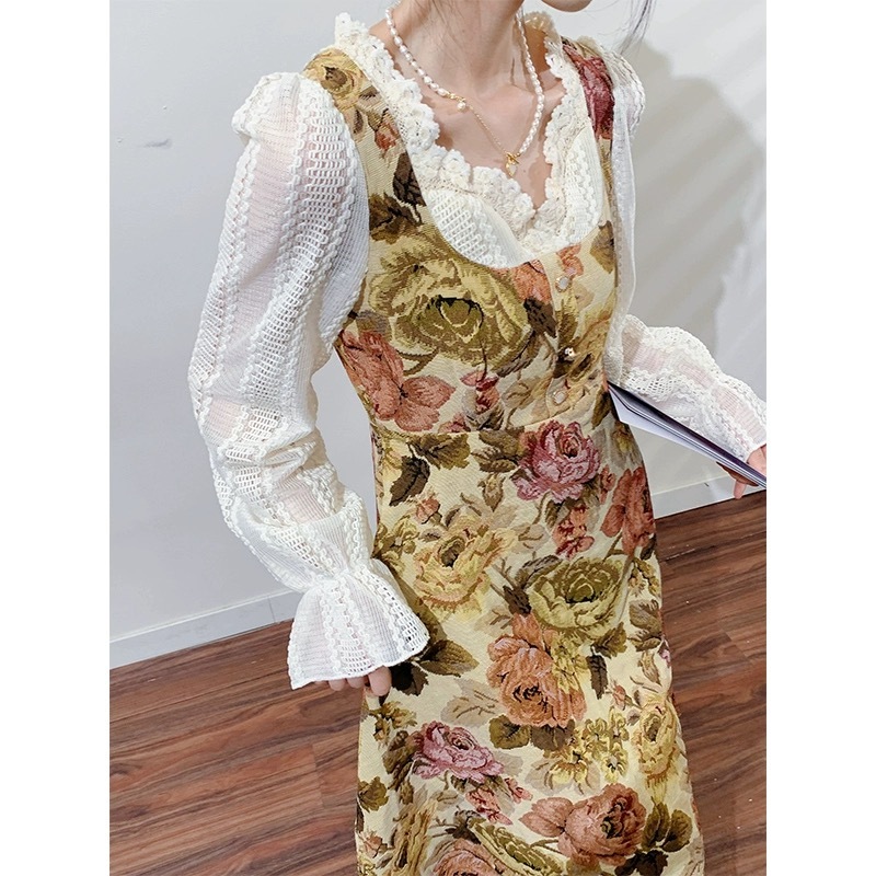 Jual Foto Gaun Bunga Tinta Nostalgia Retro Foto Seni Pribadi Pakaian ...