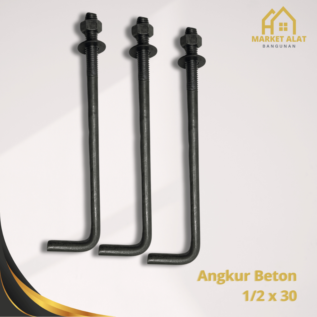 Jual Baut Angkur L Hitam 1/2" x 30 cm (12 mm x 30 cm) + Mur + Ring ...