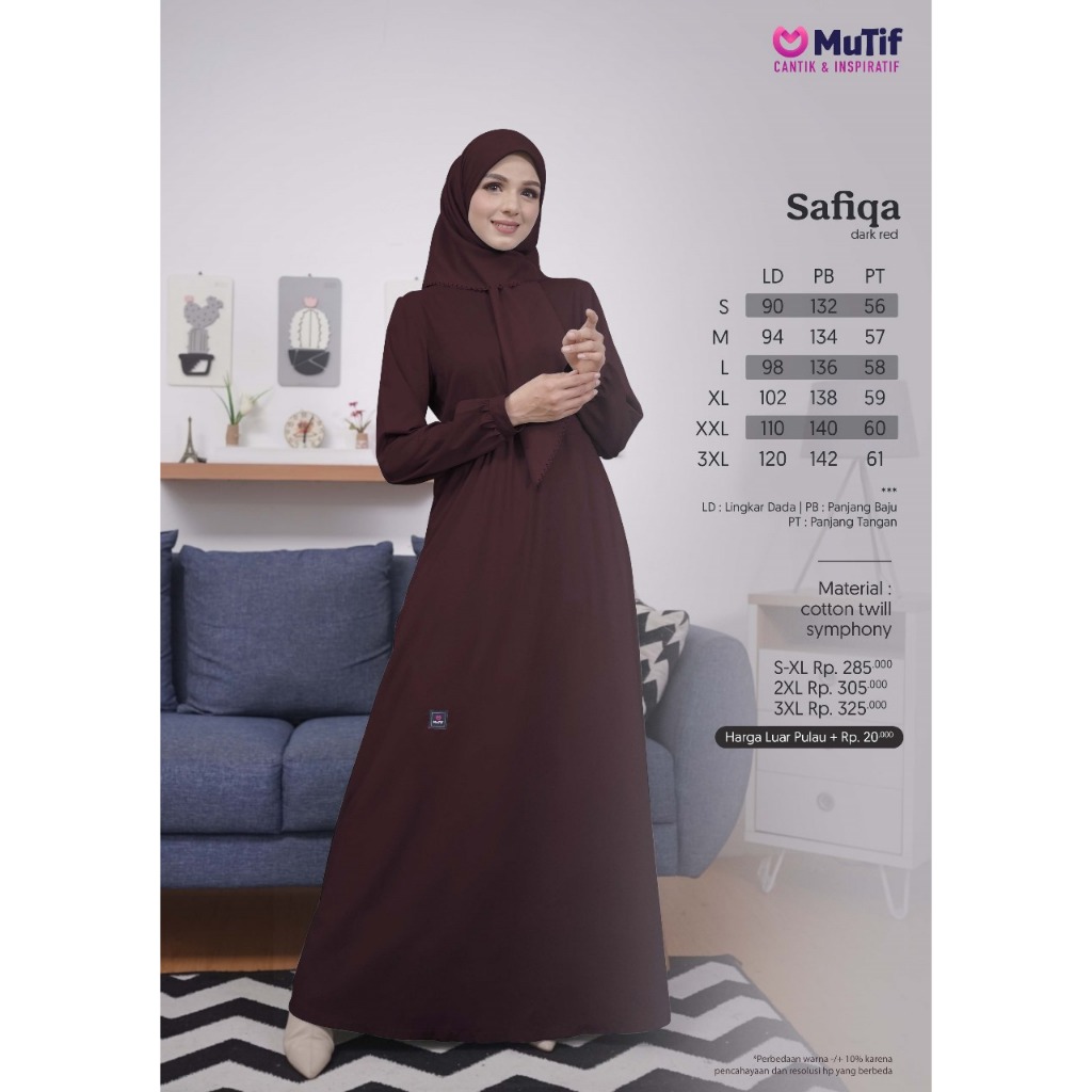 Jual MuTif 100% ORI | Safiqa Red/Mauve Wine/Rose | Gamis Basic MuTif ...