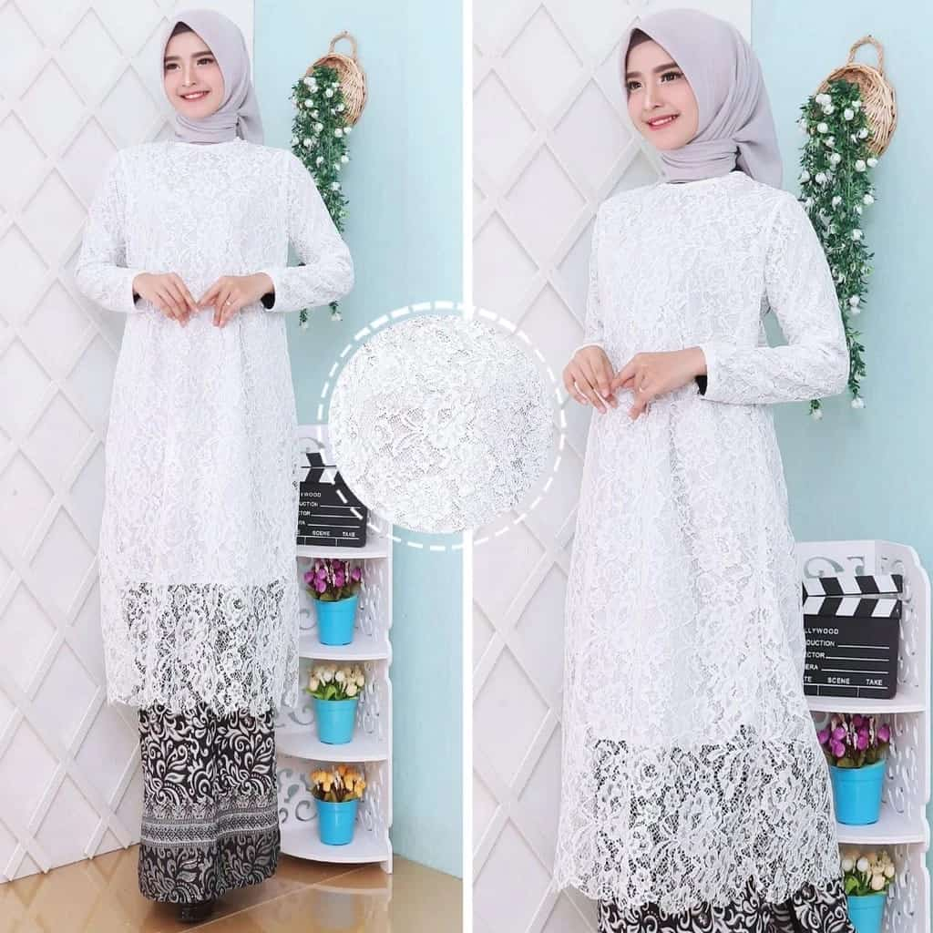 Jual TUNIK BROKAT LONG FULL FURING // ATASAN WANITA BROKAT // BAJU ...