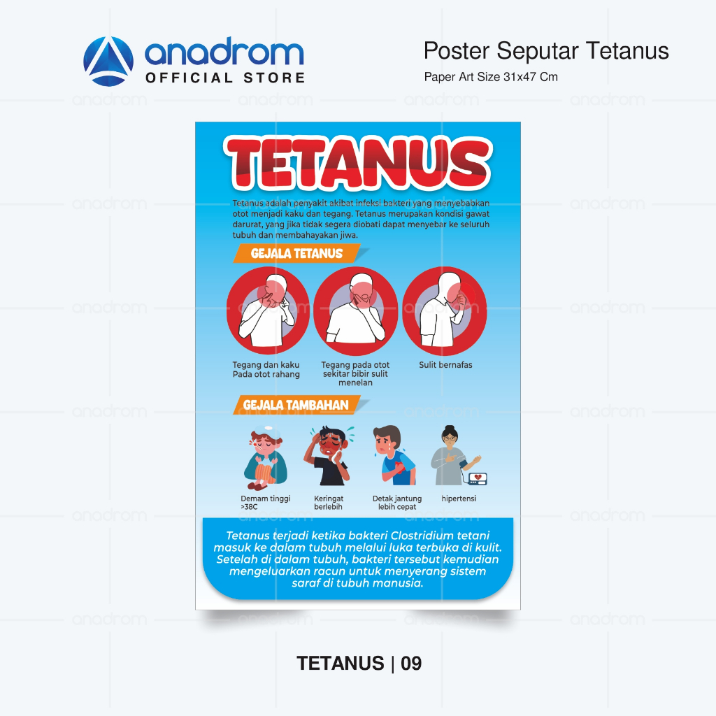 Jual Poster Apa Penyebab Tetanus | Poster Promosi Kesehatan | Anadrom 3612 | Shopee Indonesia