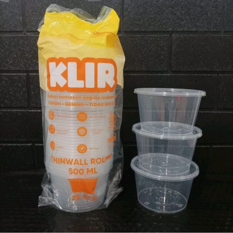 Jual Thinwall BULAT DATAR KLIR 500ml +Tutup / cup pudding / mangkok ...