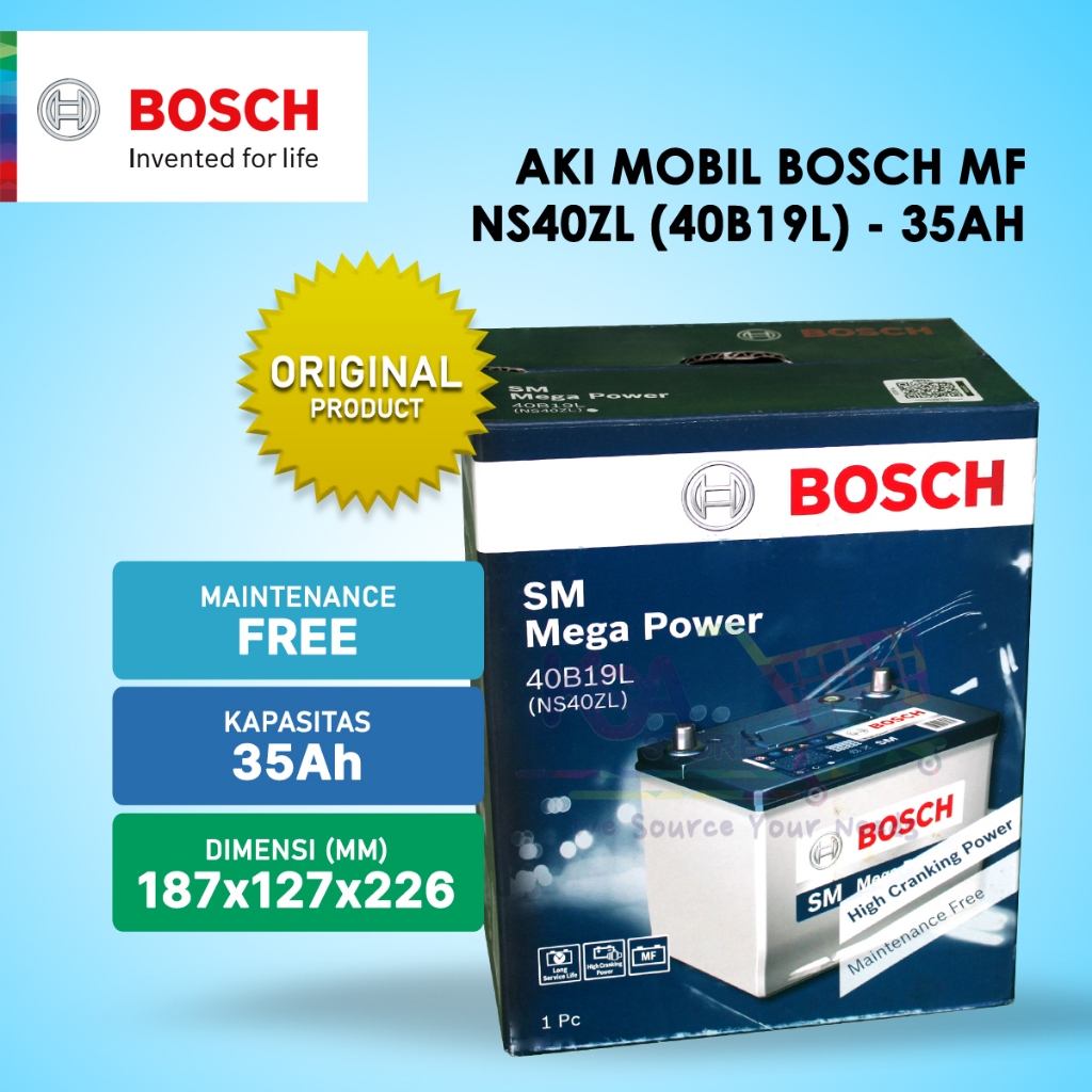 Jual Aki Mobil BOSCH MF NS40ZL (40B19L) - 35AH - Brio, Agya, City ...
