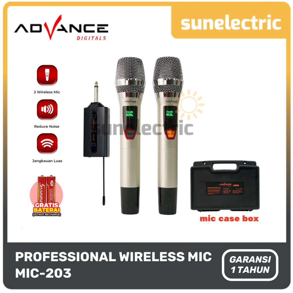 Jual Advance Wireless MIC 203 Microphone Profesional / Mic Karaoke ...