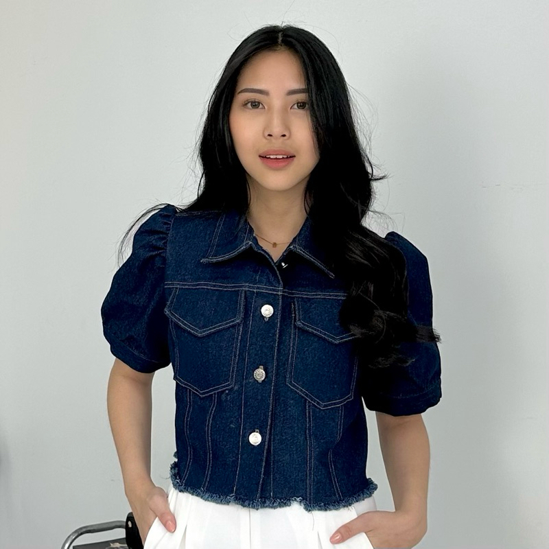 Jual [FOYE] Esmee Denim Top / Atasan Denim Jeans / Denim Top | Shopee ...
