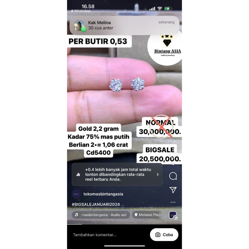 Jual giwang solitaire berlian eropa full mas putih ( 5400 ) | Shopee Indonesia