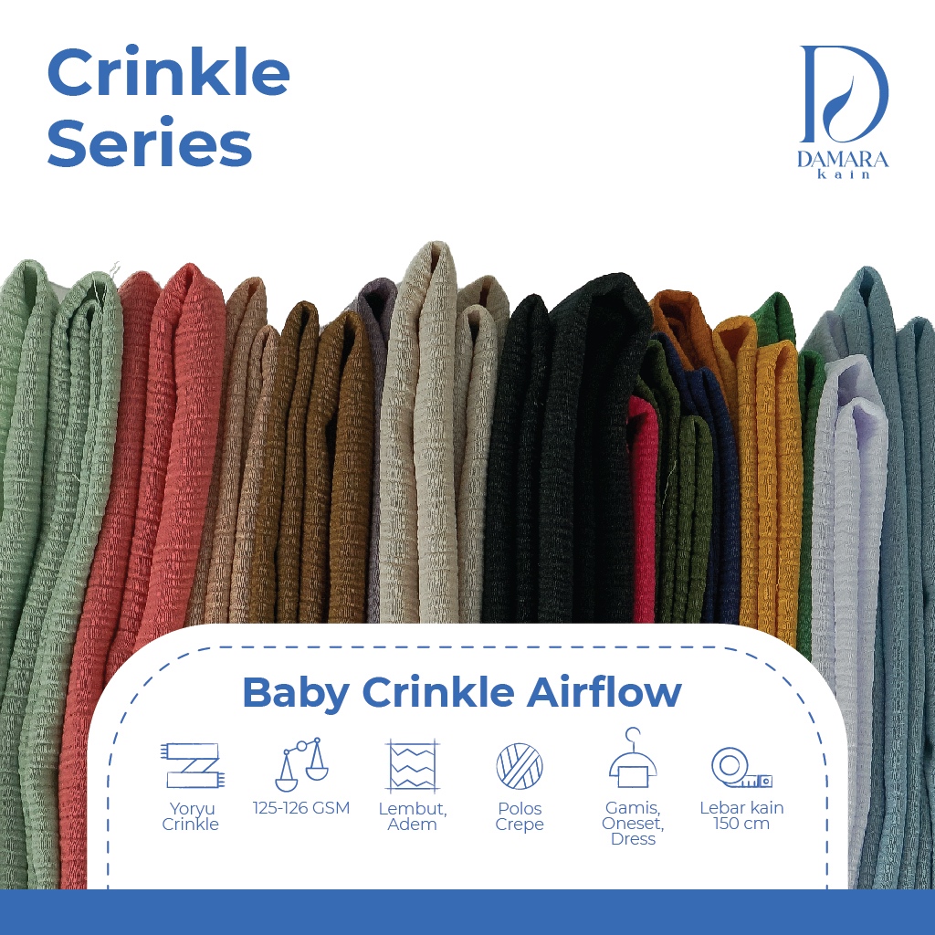 Jual Bahan Kain Flowy Youryu Baby Crinkle Airflow | Shopee Indonesia