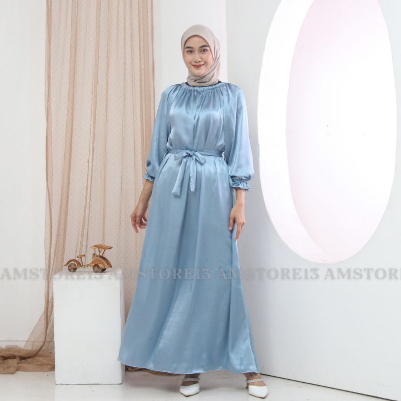 Jual LUNA DRESS BAHAN CRADENZA SHIMMER SILK PREMIUM TIDAK MENERAWANG ...