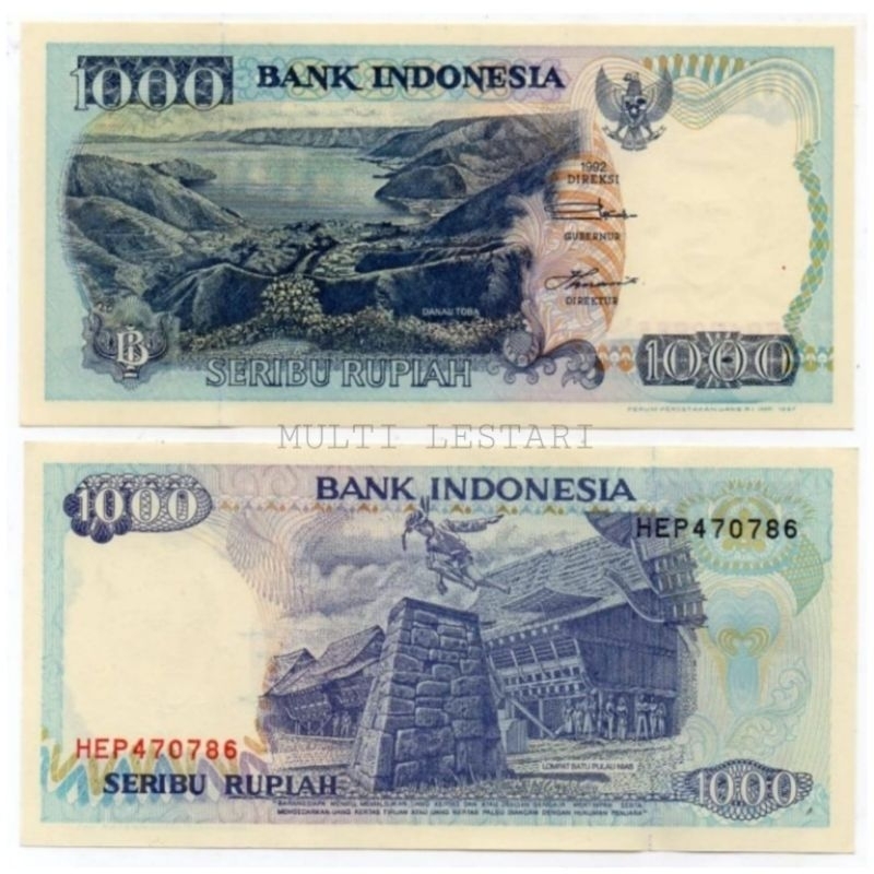 Jual Uang Kuno 1000 Rupiah Tahun 1992 Baru Gambar Danau Toba | Shopee ...