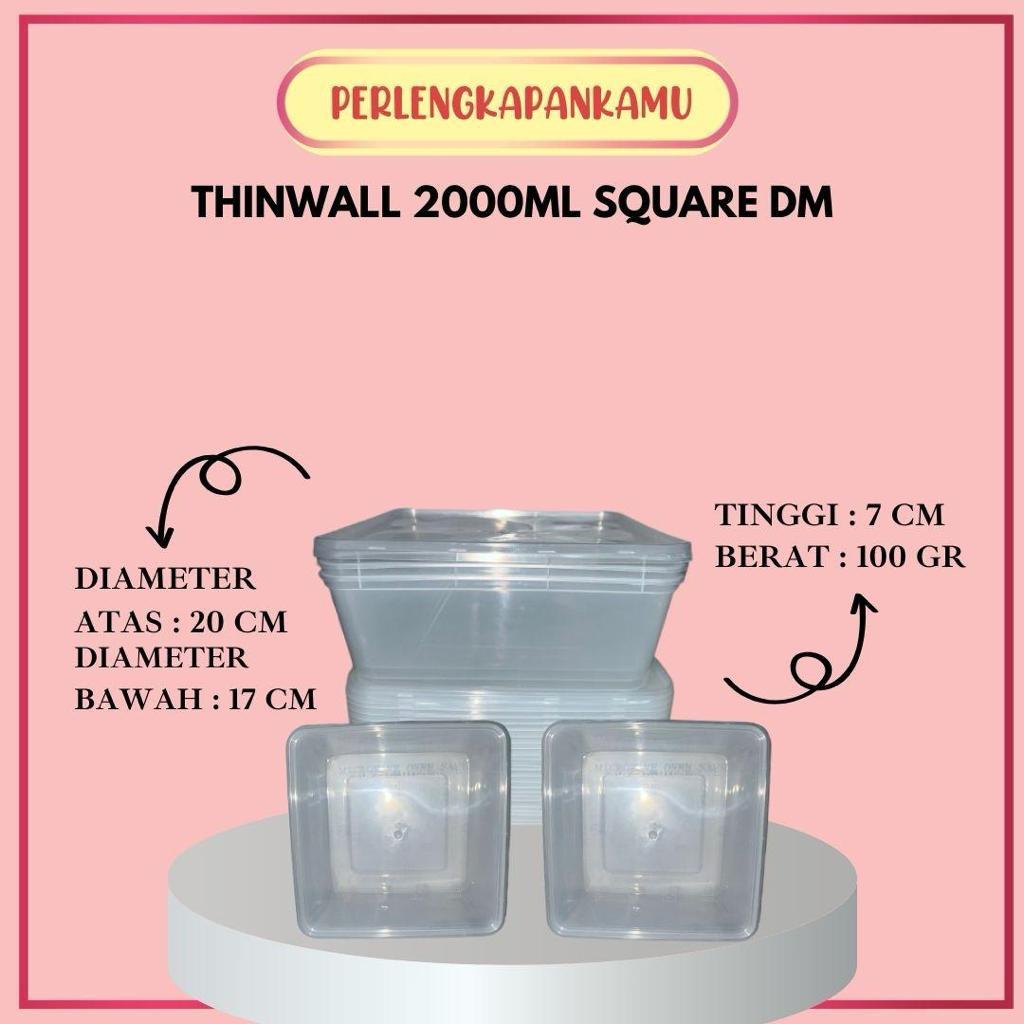 Jual Thinwall 2000ml Sq Kotak Makan Plastik Food Container Box