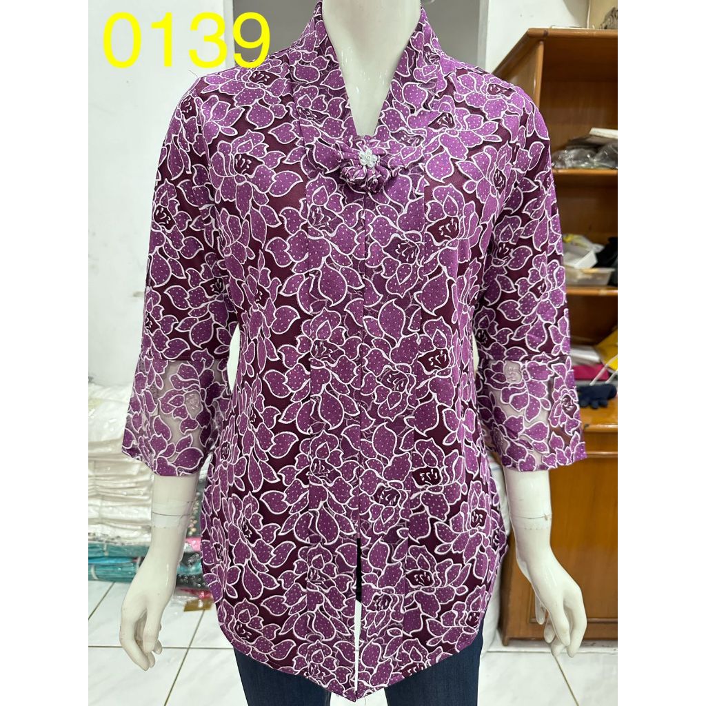 Jual 0139 kebaya kartini full organdi motif alexuez | Shopee Indonesia