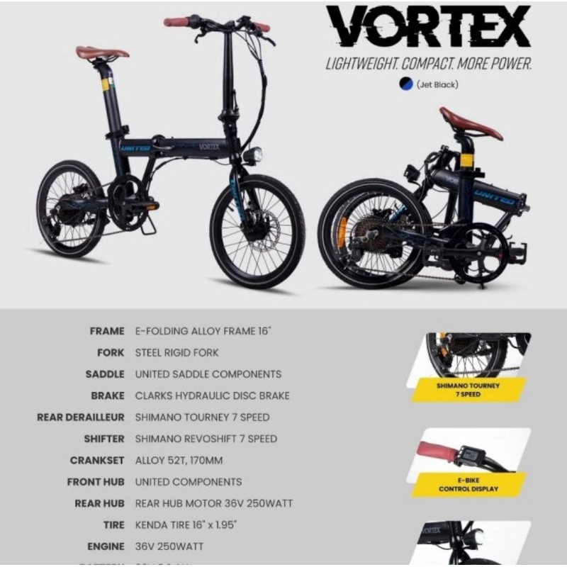 Jual Sepeda lipat 16 inch e bike folding UNITED VORTEX | Shopee Indonesia