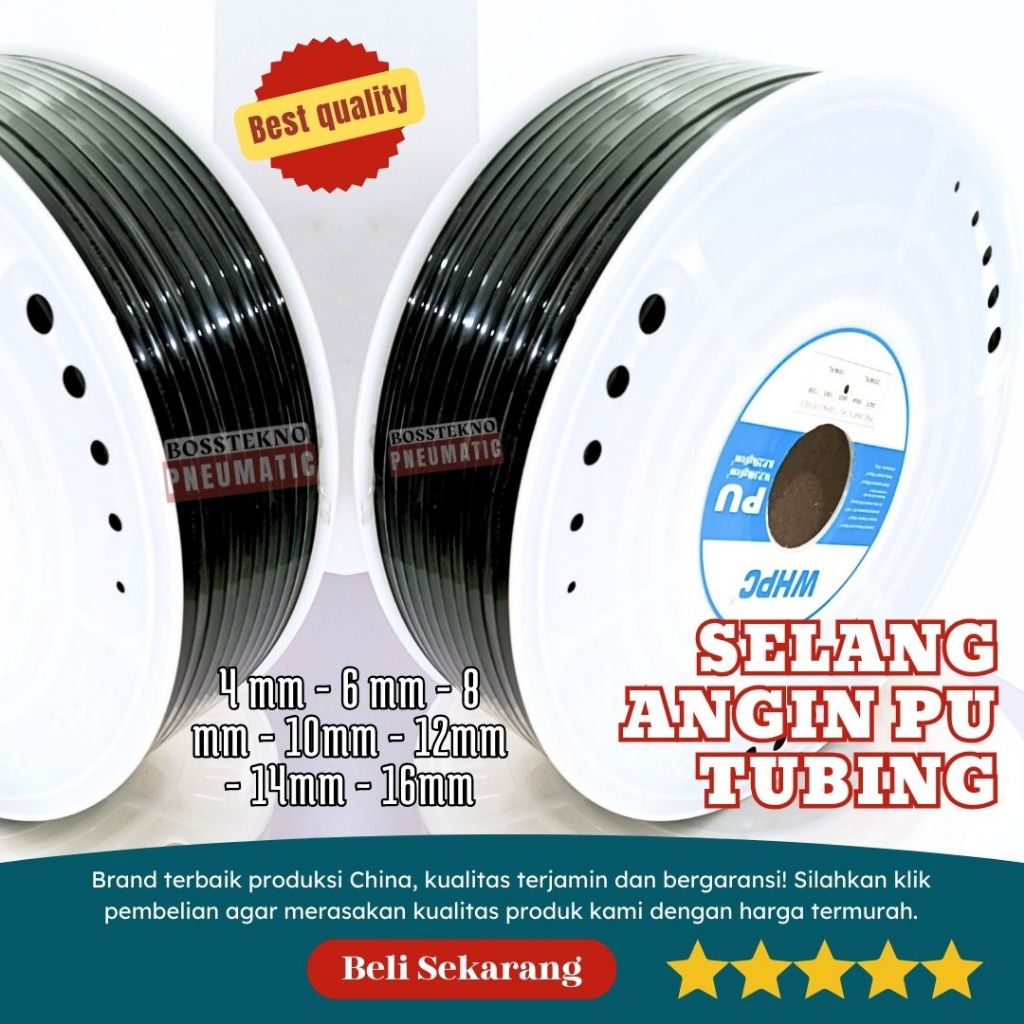 Jual PU TUBING SELANG ANGIN SELANG KOMPRESOR UDARA UKURAN 6mm | Shopee ...
