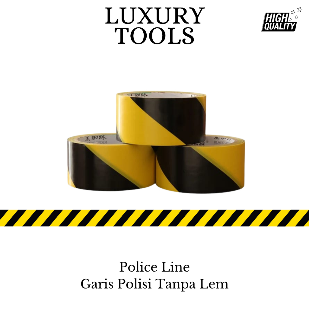 Jual Police Line Safety Hitam Kuning 2" x 300 Meter / Garis Polisi Tanpa Lem Kuning Hitam ...