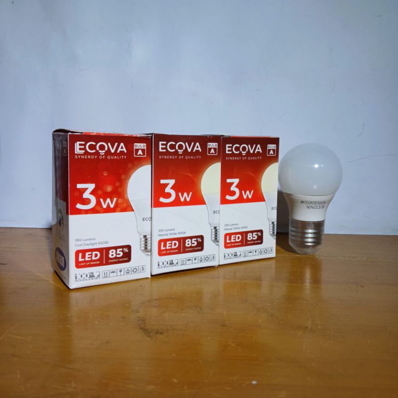 Jual Lampu led bulb 3 Watt ECOVA Tipe A | Shopee Indonesia