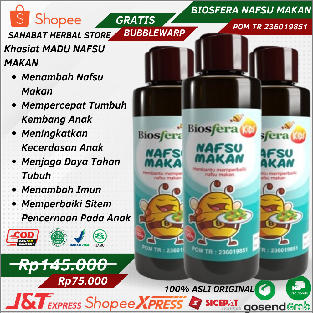 Jual Madu Nafsu Makan BIOSFERA KIDS Madu Multivitamin Penambah Nafsu ...