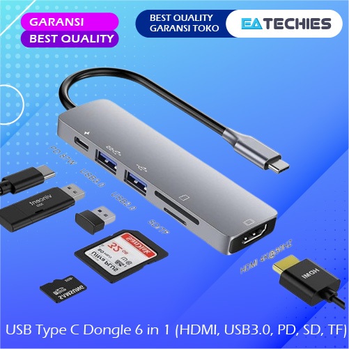 Jual Converter Hub USB Type C to 6 in 1 HDMI USB3.0 PD SD TF USB-C Dongle | Shopee Indonesia