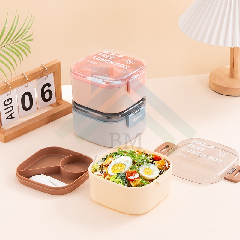 Jual Lunch Box Susun Kotak Makan 2 Tingkat Free Alat Makan 1000ml ...