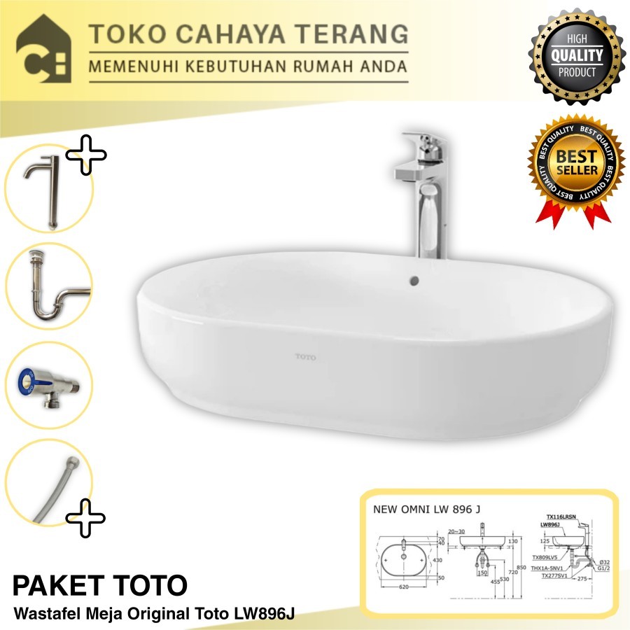 Jual Paket Toto Wastafel Meja LW896J Komplit / Wastafel Toto / Wastafel ...