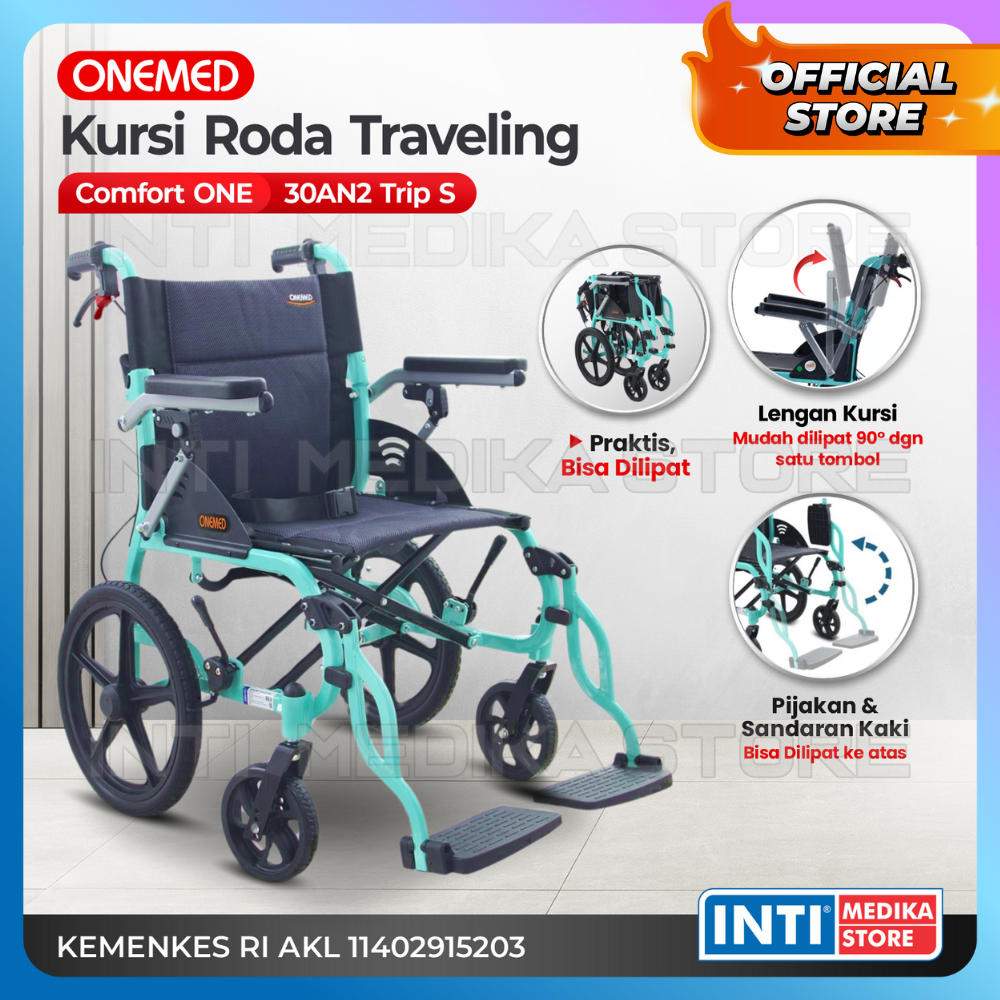 Jual ONEMED - Kursi Roda TRAVEL PORTABLE FLIP UP Comfort One 30AN2 TRIP ...