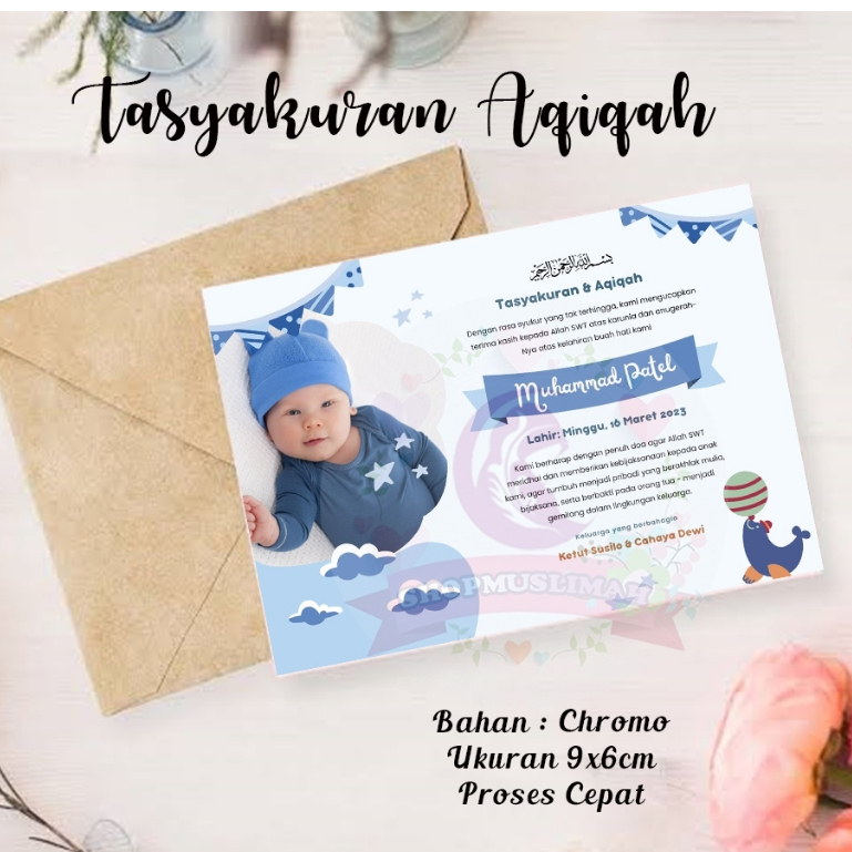 Jual Stiker Tasyakuran Aqiqah Kartu Ucapan Kelahiran Bayi Sticker Syukuran Anak Untuk Nasi Box ...