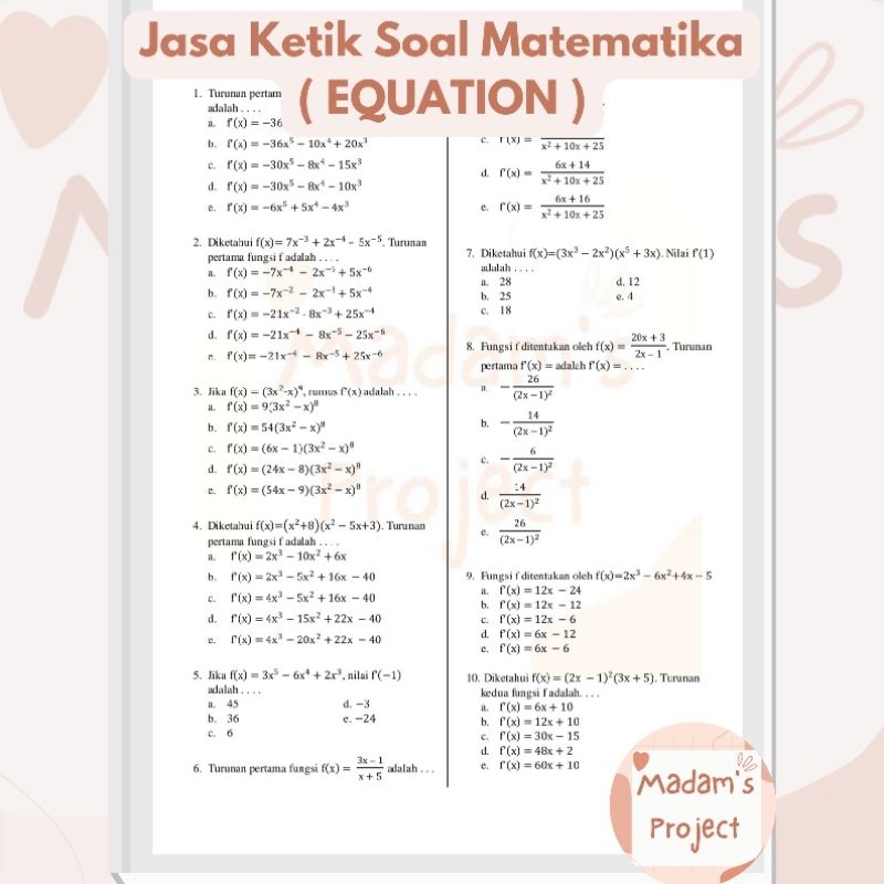 Jual JASA KETIK RUMUS MTK | EQUATION | Shopee Indonesia