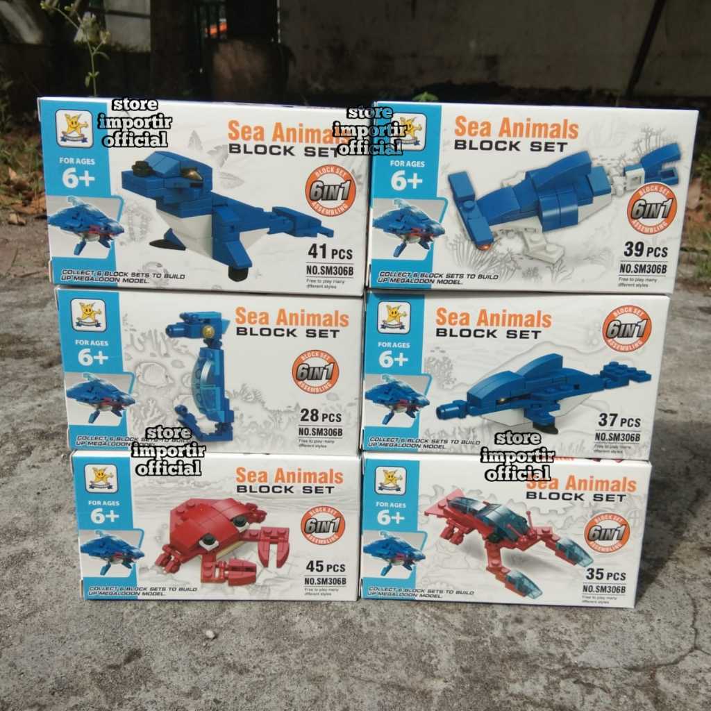 Jual Mainan Anak Bongkar Pasang Mini SM 306B Brick SEA ANIMALS Block ...