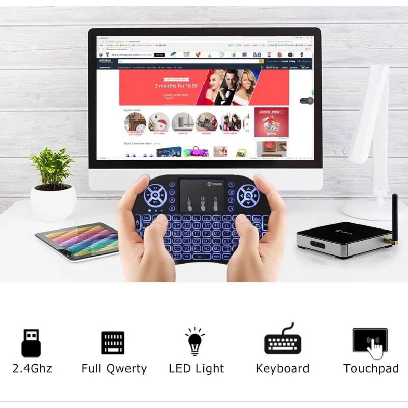 Jual MINI KEYBOARD WIRELESS i8 2.4G BACKLIT HANDHELD KEYBOARD FOR PC ...