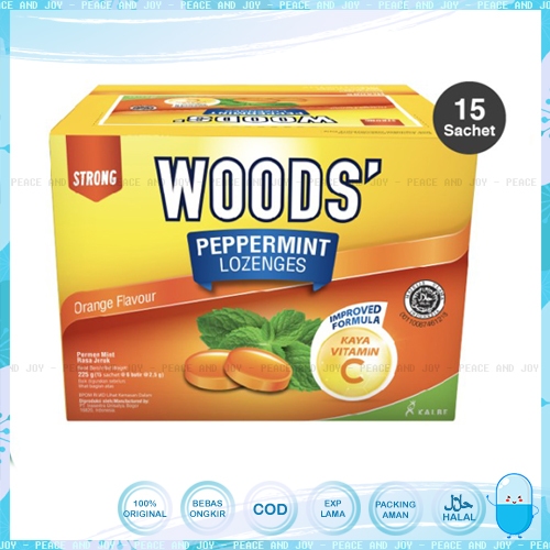 Jual PERMEN WOODS LOZENGES ORANGE + VITAMIN C DUS ISI 15 SACHET RASA ...