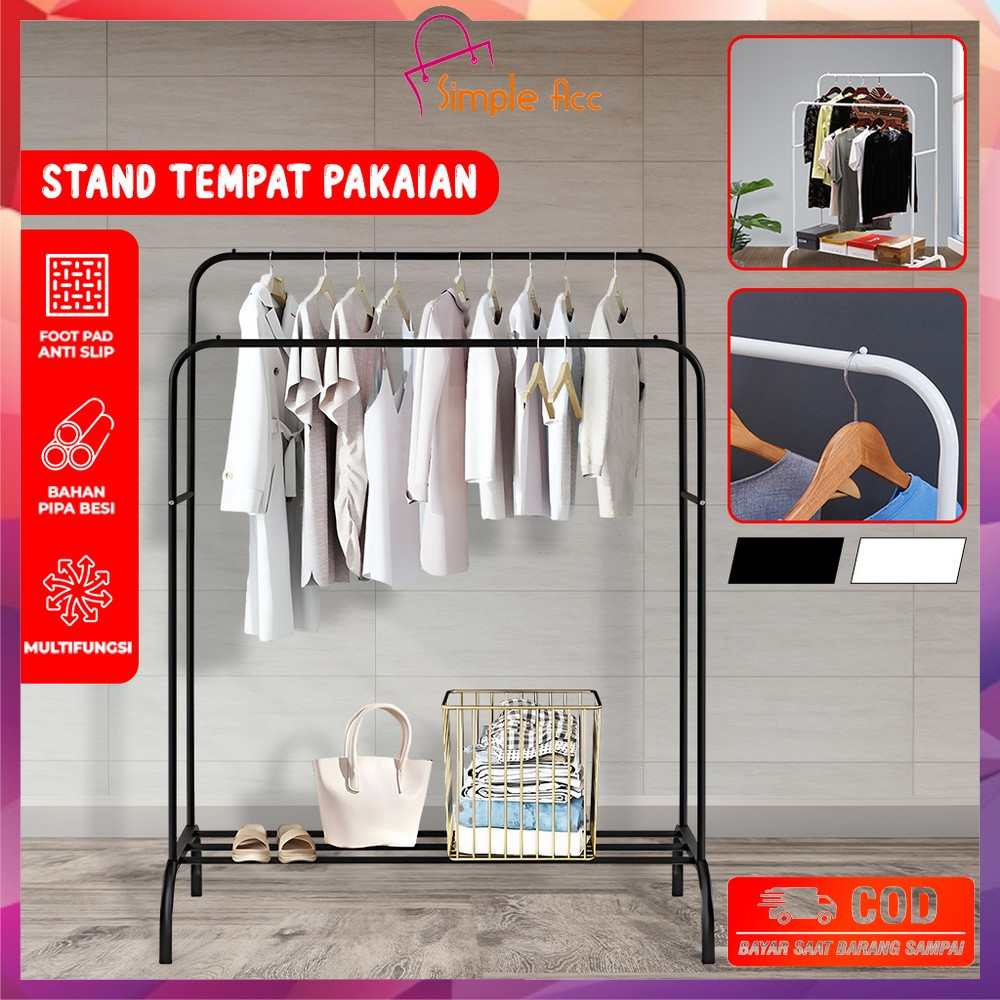 Jual DO-C981 Stand Hanger Double Rak Gantungan Baju Besi Serbaguna ...