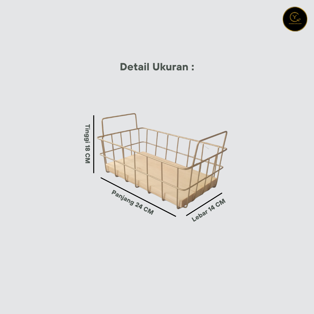 Jual Basket Grid + Kayu Ukuran 25x9x15 (besi hitam, kayu natural ...
