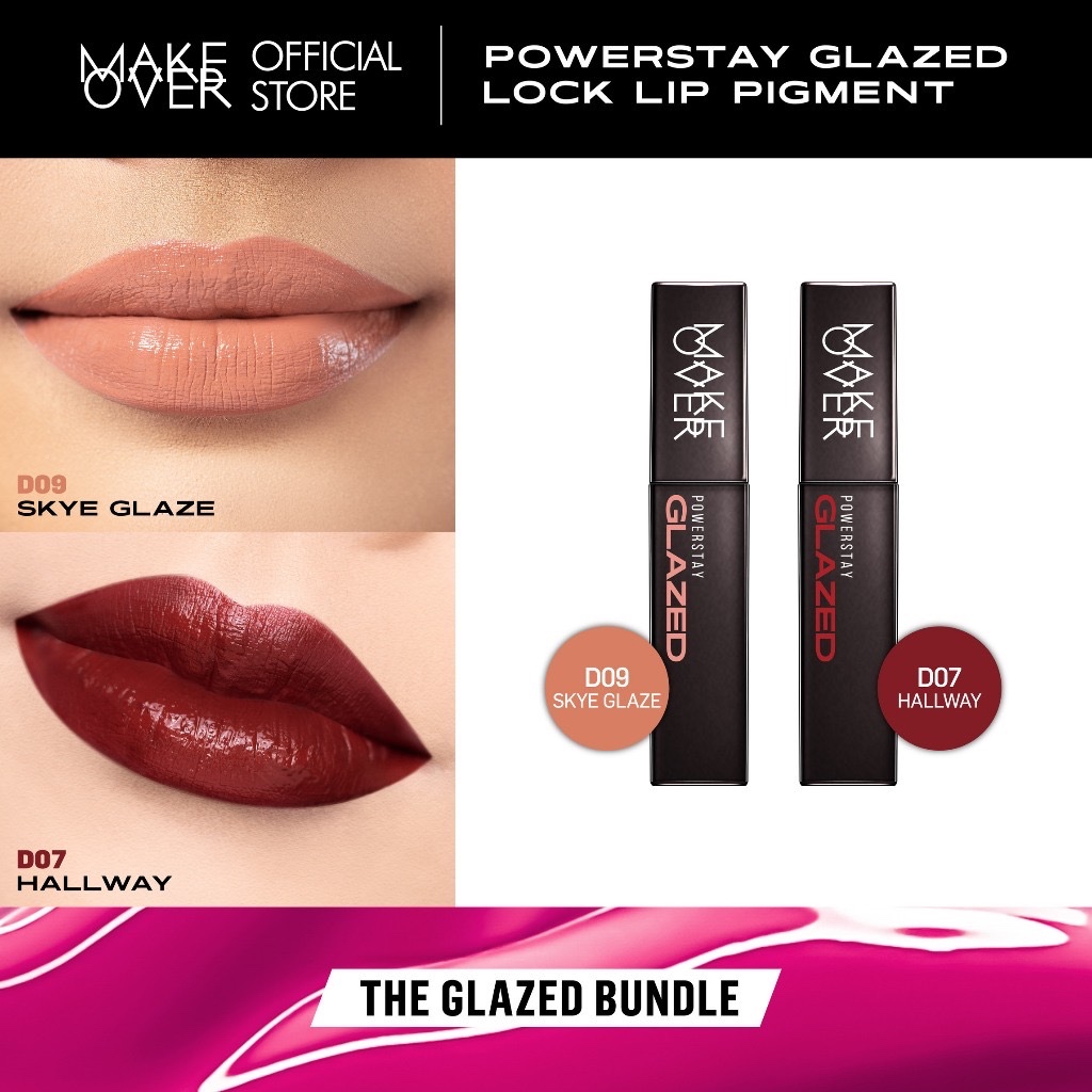 Jual MAKE OVER Powerstay Glazed Lock Lip Pigment D09 Skye Glaze + D07 ...