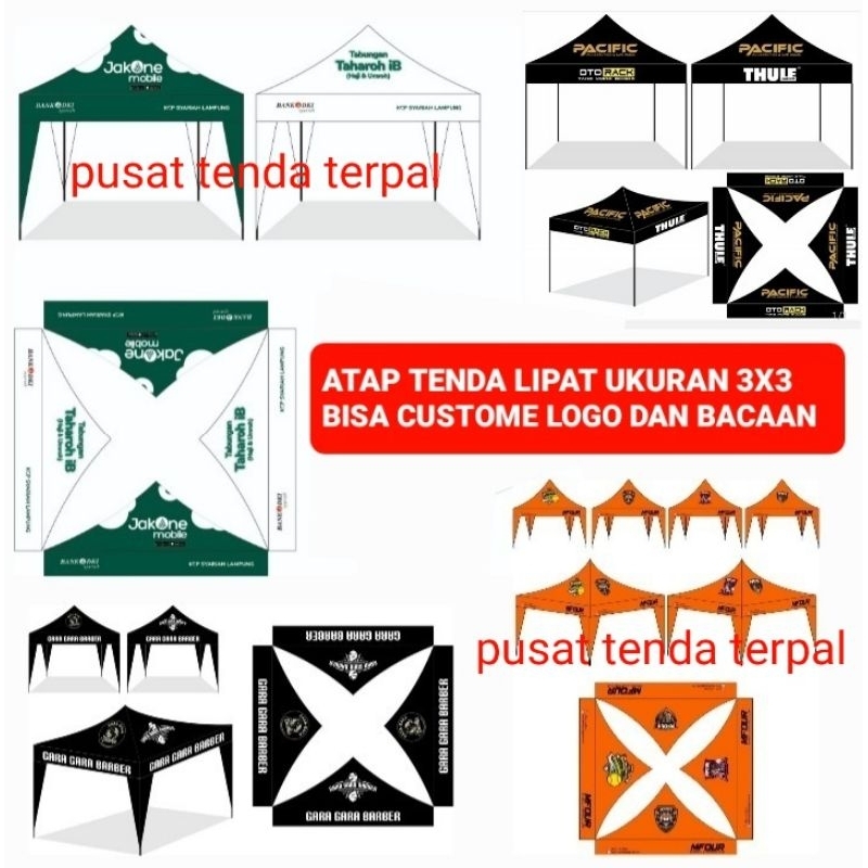 Jual Atap tenda lipat ukuran 1,5x1,5 2x2 2x3 3x3 bisa custom printing ...