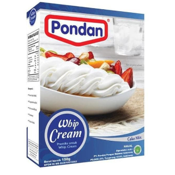Jual Pondan Whip Cream Pouch 150gr/ Whip Cream bubuk/ Whip cream pondan ...