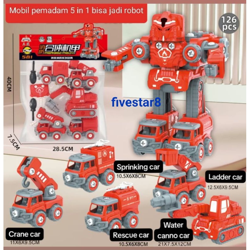 Jual mainan anak 5in1 mobil rakit menjadi robot | Shopee Indonesia