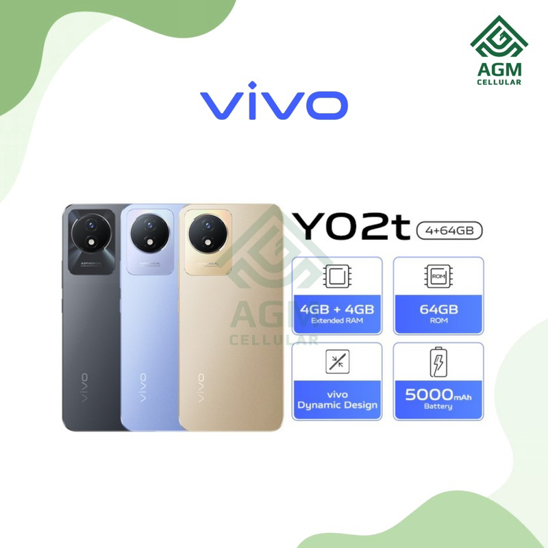 Jual HANDPHONE VIVO Y02T RAM 4GB/64GB (Cosmic Grey, Sunset Gold, Orchid Blue) | Shopee Indonesia