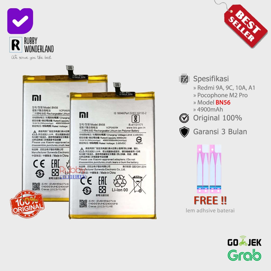 Jual Baterai Batre Battery Xiaomi Redmi 9A 9C 10A A1 BN56 Original 100% ...