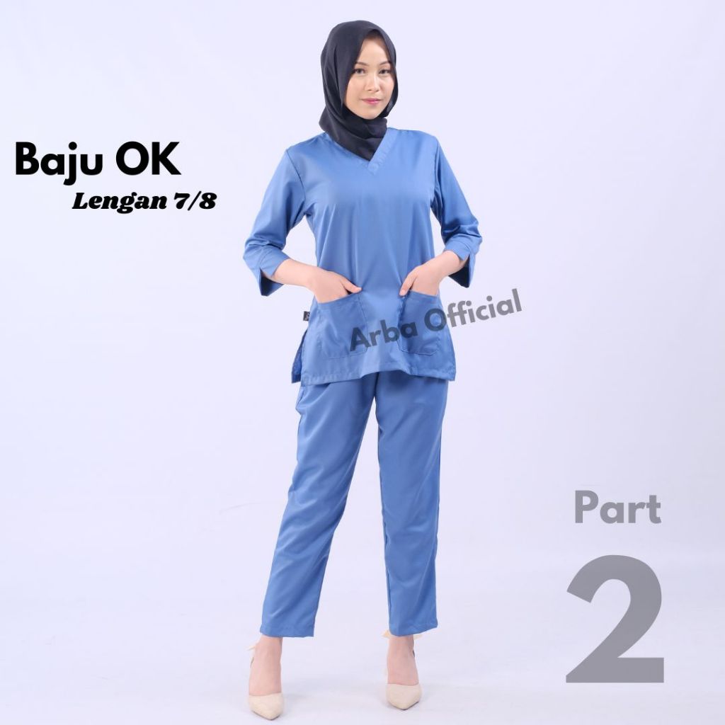 Jual Baju Perawat OK Lengan 7/8 One set Jaga Seragam Nakes Pakaian ...