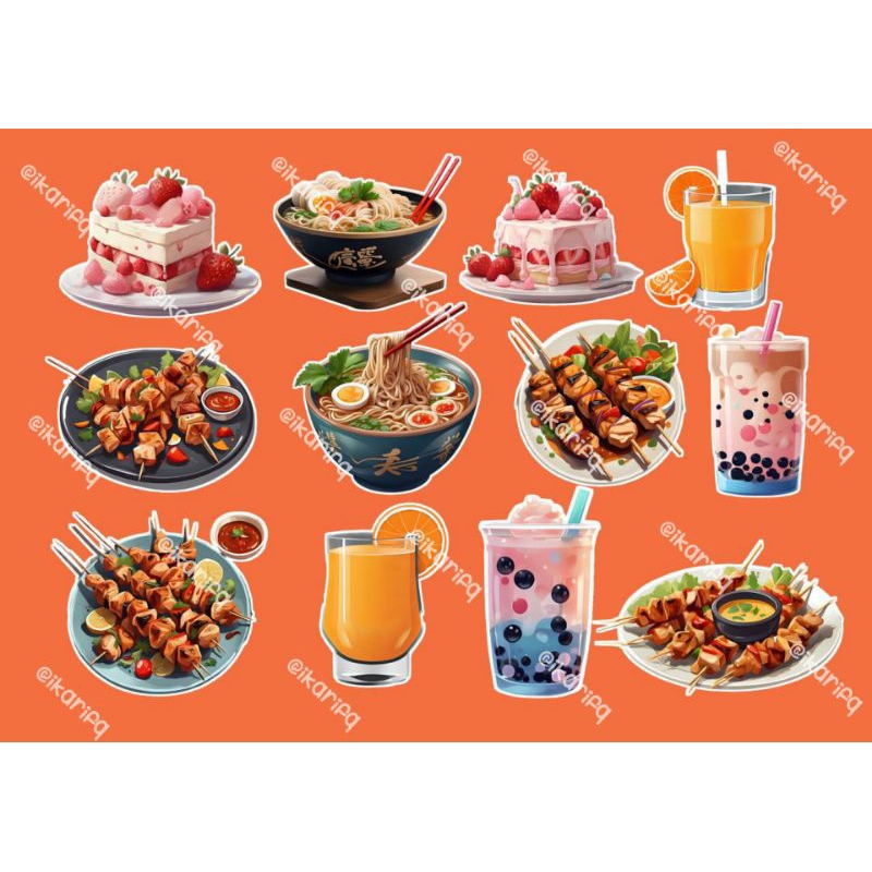 Jual stiker makanan estetik stiker jurnal scrapbook Diary Notes A6 10 x ...