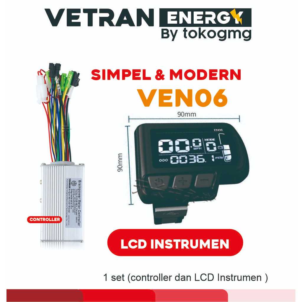Jual Smart INSTRUMEN LCD dan Intellegent Controller Sepeda Listrik dengan konektor untuk PAS ...