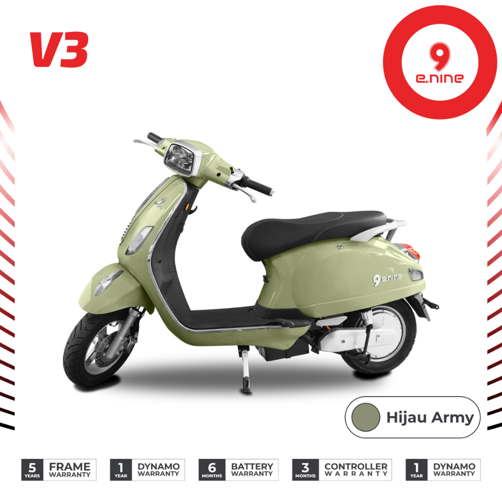 Jual Enine Indonesia Motor Listrik V3S - Hijau Army / ORI / GARANSI ...