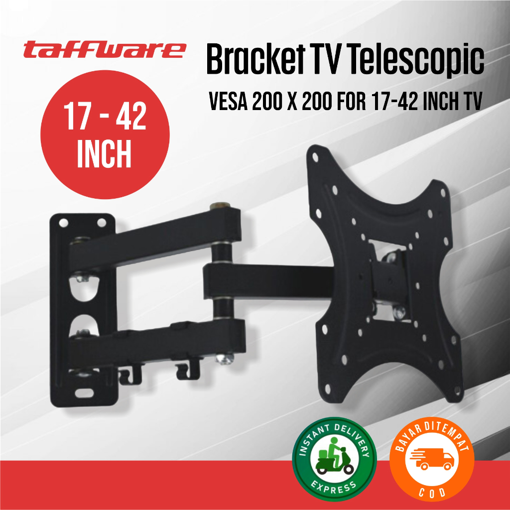 Jual Taffware Telescopic TV Bracket 2.5m 200 x 200 Pitch for 17-42 Inch ...
