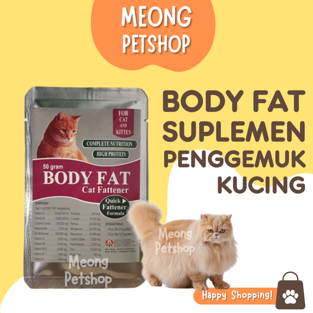 Jual BODY FAT Suplemen Vitamin Penggemuk kucing 50gr - Meong Pets ...
